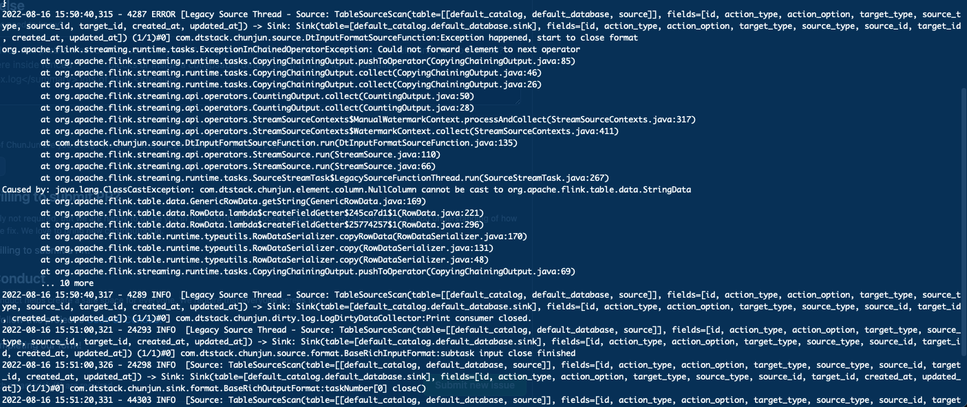 [bug] Postgresql X Postgresql X Local 模式 字段 Null 异常 · Issue 1155 · Dtstack Chunjun · Github