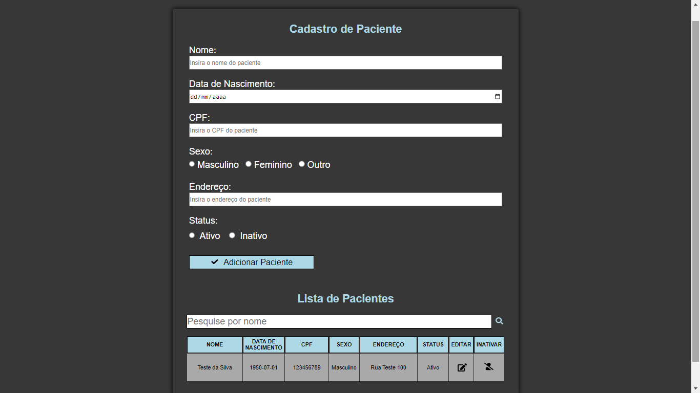 GitHub - victorgoesd/cadastroPaciente: Exercicio Ténico do Processo Seletivo - Interprocess ...