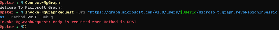 `Invoke-MgGraphRequest` should not require `-Body` to be present to make a `POST` request ...