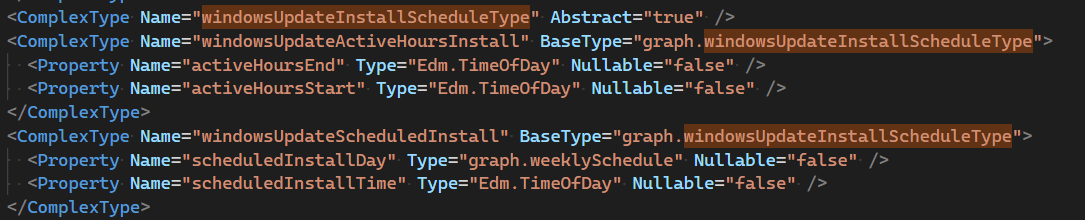 Get windowsUpdateForBusinessConfiguration properties differences ...