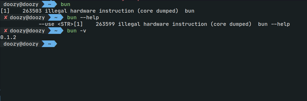 Bun Doesnt Run Error 1 257521 Illegal Hardware Instruction Core Dumped · Issue 537