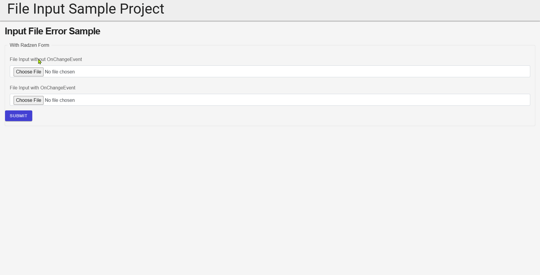 Using Blazor native `InputFile` with `OnChange` event inside the `RadzenTemplateForm` resets the ...