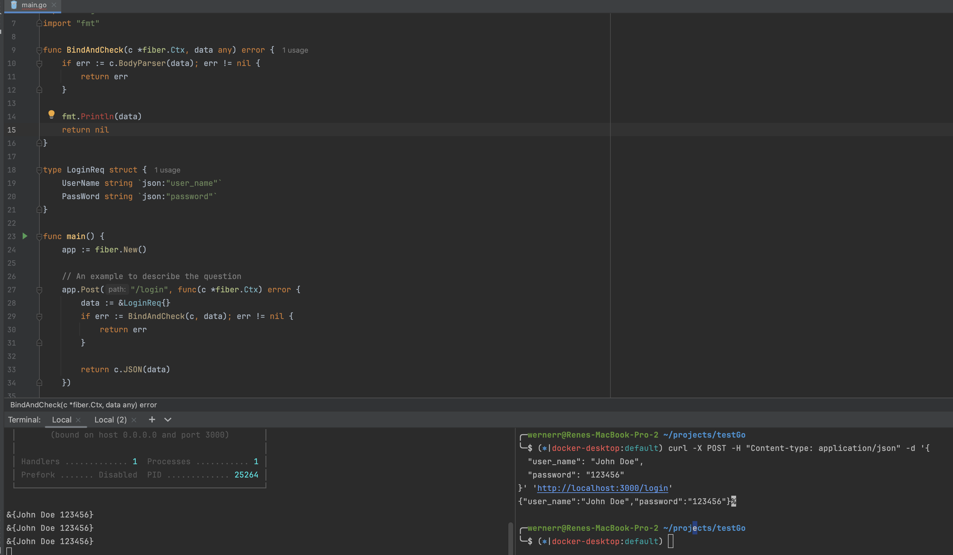 🤗 [Question]: BodyParser can't bind json data to struct · Issue #2697 · gofiber/fiber · GitHub