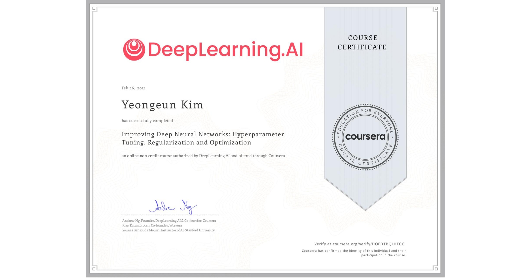 GitHub - yyeongeun/Coursera-DLspecialization: :bell: Deep Learning by deeplearning.ai | Coursera