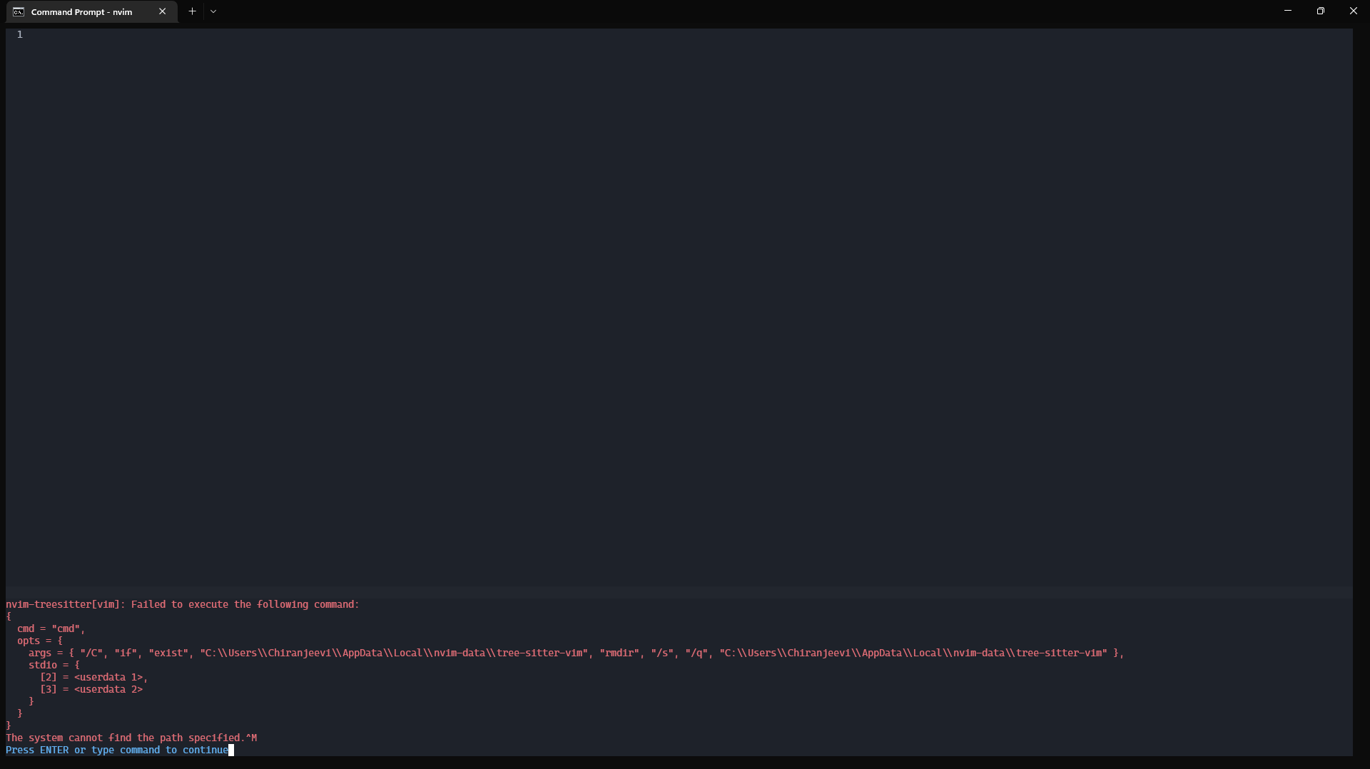 nvim-treesitter error · Issue #1674 · NvChad/NvChad · GitHub