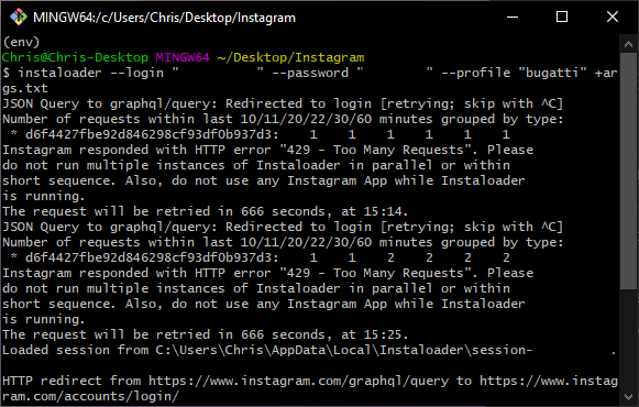 Error login using +args.txt · Issue #1194 · instaloader/instaloader · GitHub