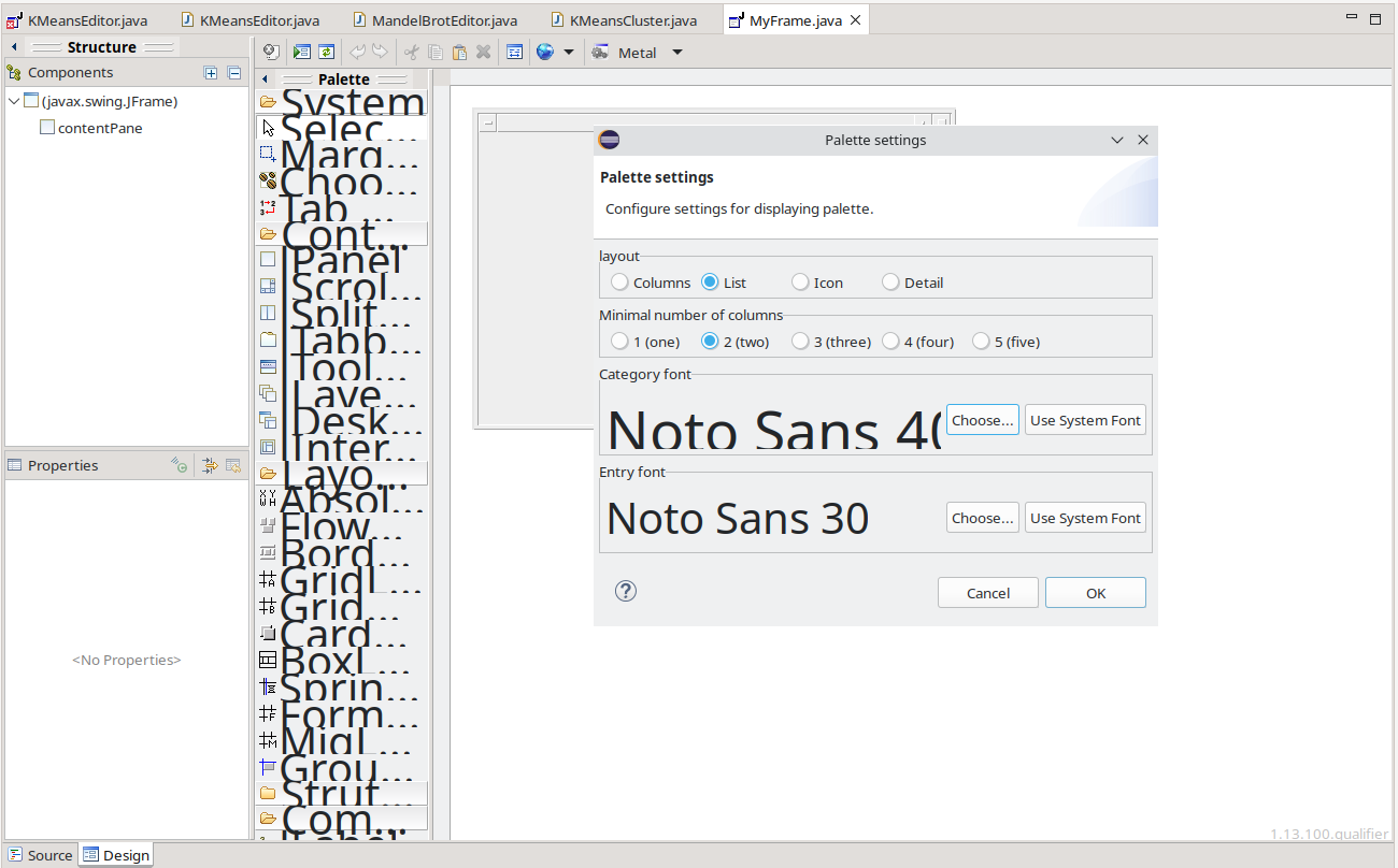Palette Settings And Dialog Is Not User Friendly · Issue 605 · Eclipse Windowbuilder