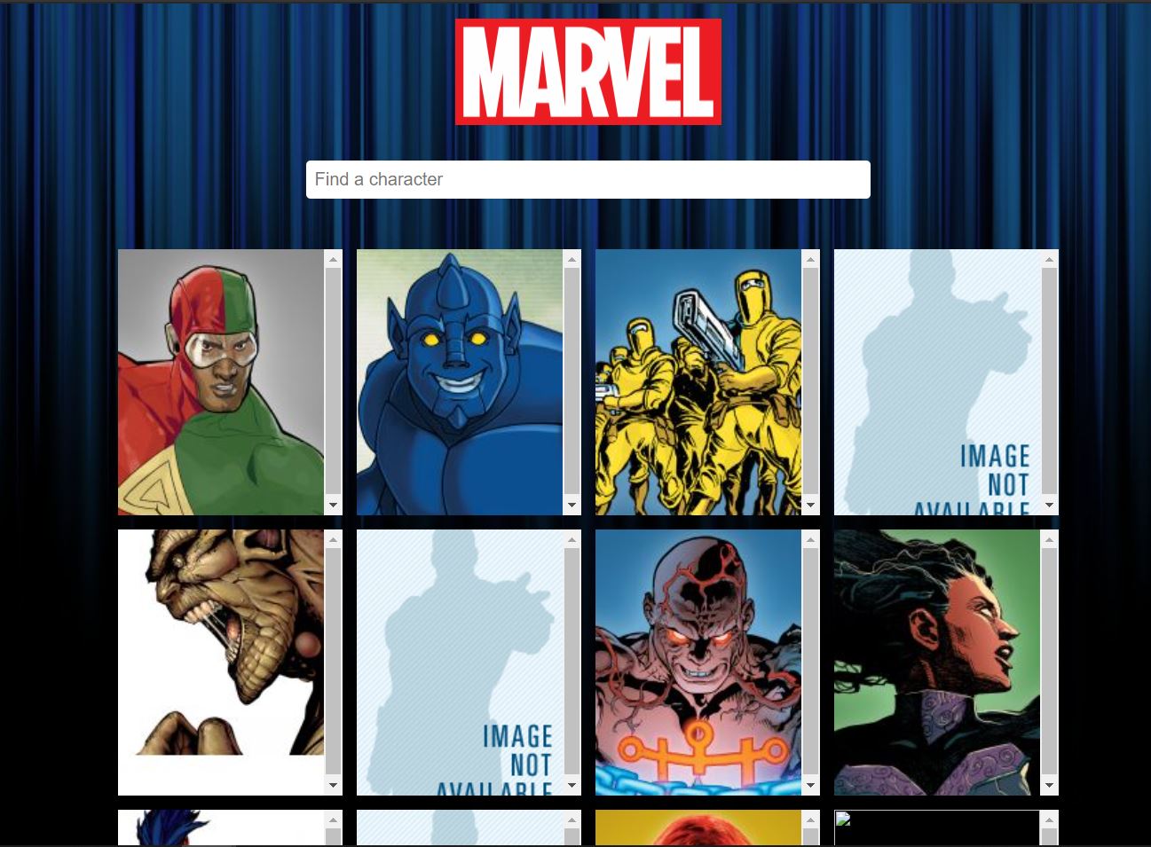 GitHub - MynameisAANYA/Marvel-Character-API: A catalog of Marvel characters created with React ...