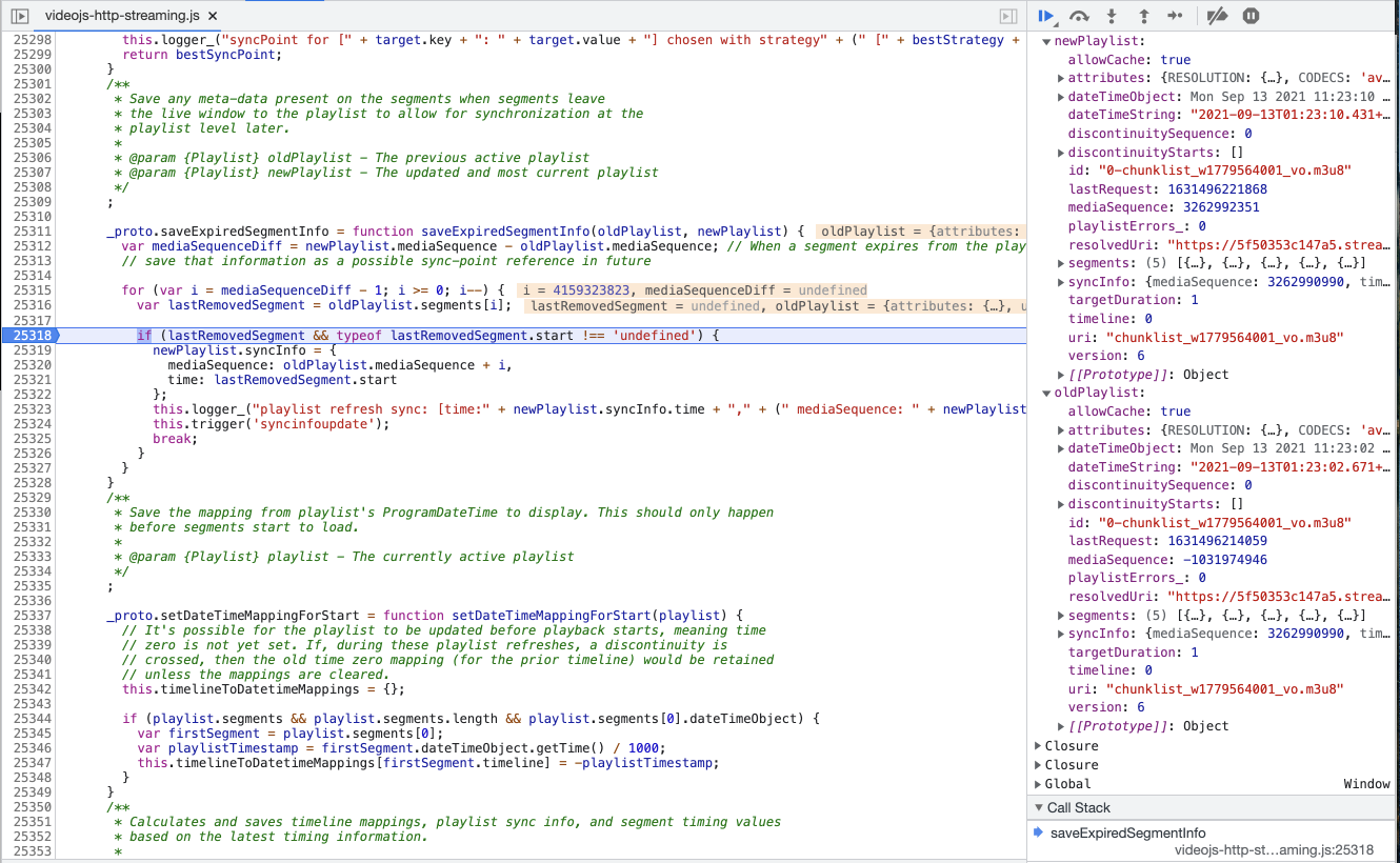 Page becomes unresponsive when EXT-X-MEDIA-SEQUENCE jumps by large amount · Issue #7421 ...