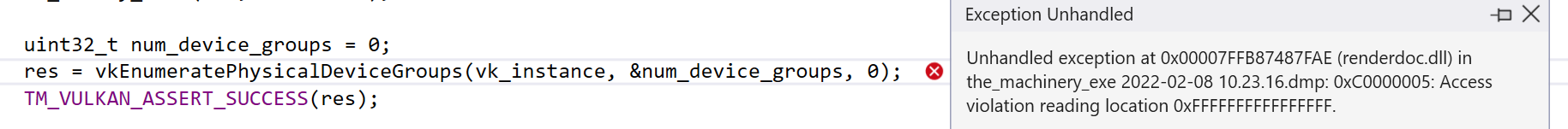 vkEnumeratePhysicalDeviceGroups access violation exception on NVidia 511.65 · Issue #2489 ...
