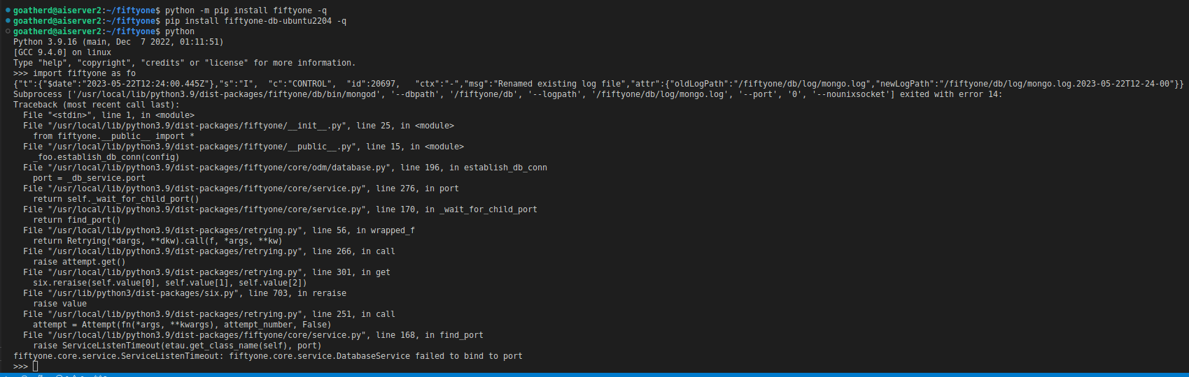 [BUG] FiftyOne import fails, Ubuntu 22.02 LTS · Issue #1803 · voxel51/fiftyone · GitHub