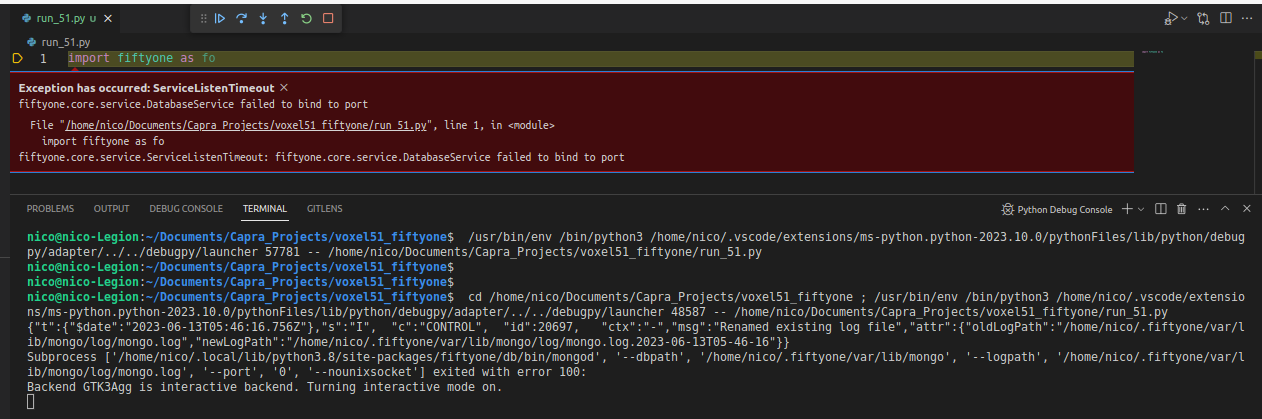 [BUG] DatabaseService failed to bind to port · Issue #3188 · voxel51/fiftyone · GitHub