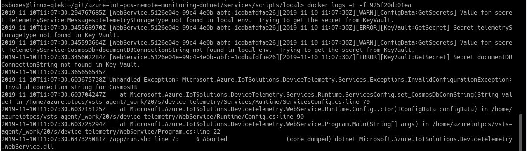 Error Starting Telemetry And Storage Adapter Services · Issue 168 · Azureazure Iot Pcs Remote