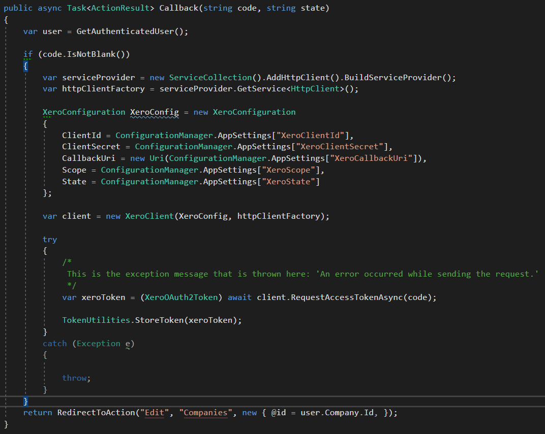 An error occured while sending the request · Issue #313 · XeroAPI/Xero-NetStandard · GitHub