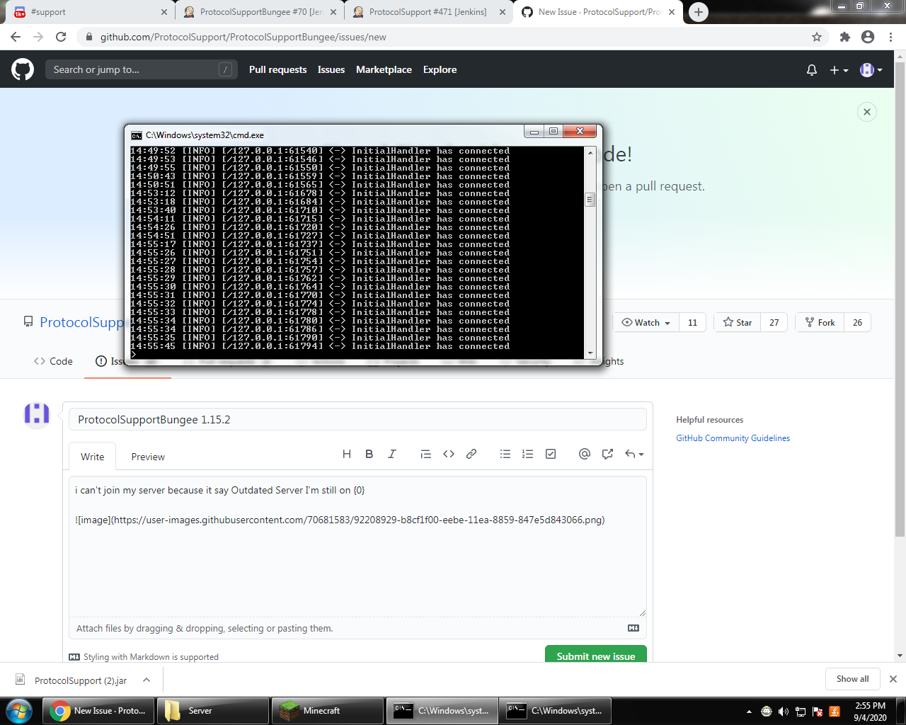 ProtocolSupportBungee 1.15.2 · Issue #87 · ProtocolSupport/ProtocolSupportBungee · GitHub