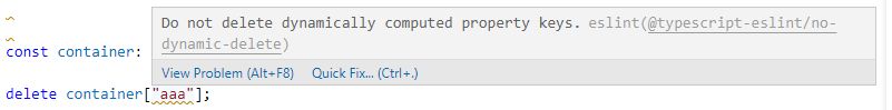 [no-dynamic-delete] Compatibility with typescript's noPropertyAccessFromIndexSignature · Issue ...
