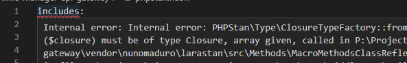 Error inside phpstan.neon · Issue #1405 · larastan/larastan · GitHub