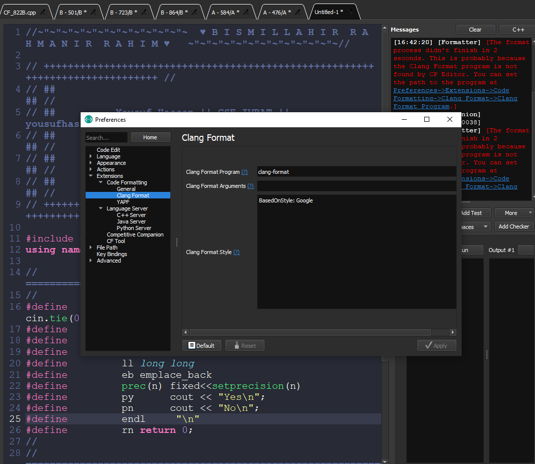 Formatter - Clang how to add in CP Editor · cpeditor cpeditor · Discussion #1104 · GitHub