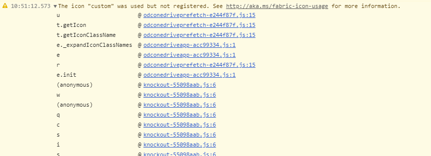 OneDrive File Picker throwing: The icon "custom" was used but not ...
