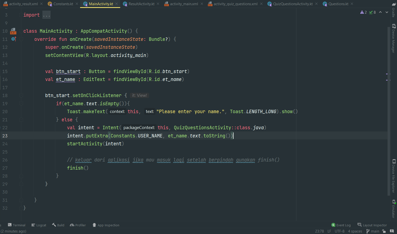 GitHub - AdnSmile/MyQuizApp: Quiz App build with kotlin