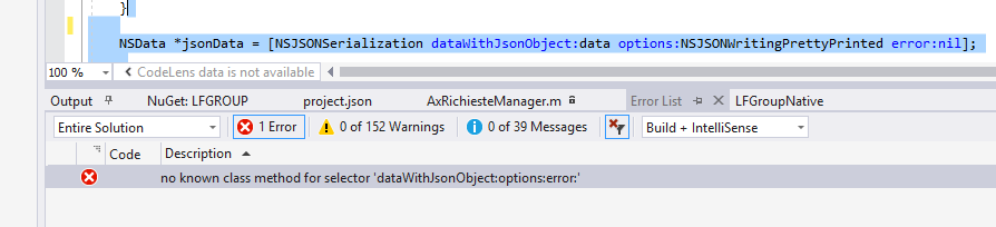 No Known Class Method For Selector Datawithjsonobjectoptionserror · Issue 2815 · Microsoft