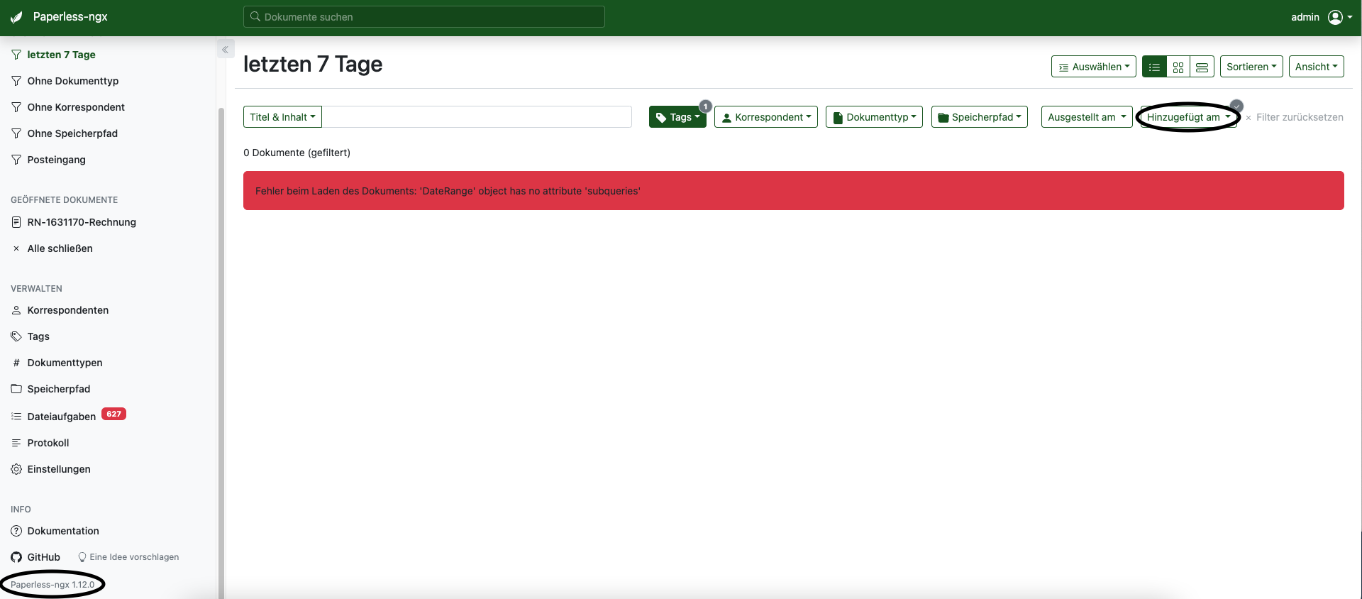 [BUG] Date range view no longer works · Issue #2508 · paperless-ngx/paperless-ngx · GitHub