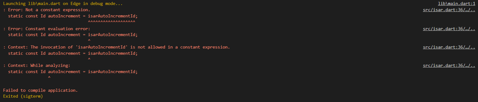 Flutter Exits With Error When Starting Using Flutter Run · Issue 585 · Isar Isar · Github