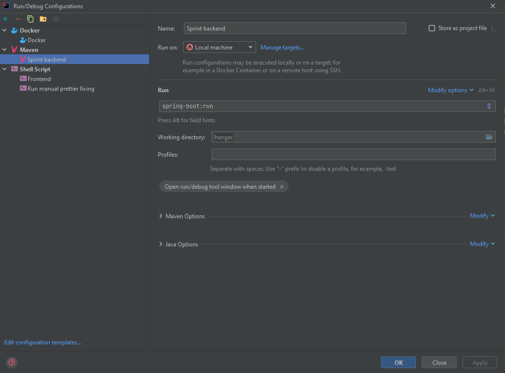 New Frontend: IntelliJ run configurations · Issue #608 · HangarMC/Hangar · GitHub