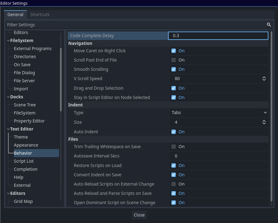 Godot4 | Duplicated 'Code Complete Delay' parameter on Editor Settings -> Text Editor ...