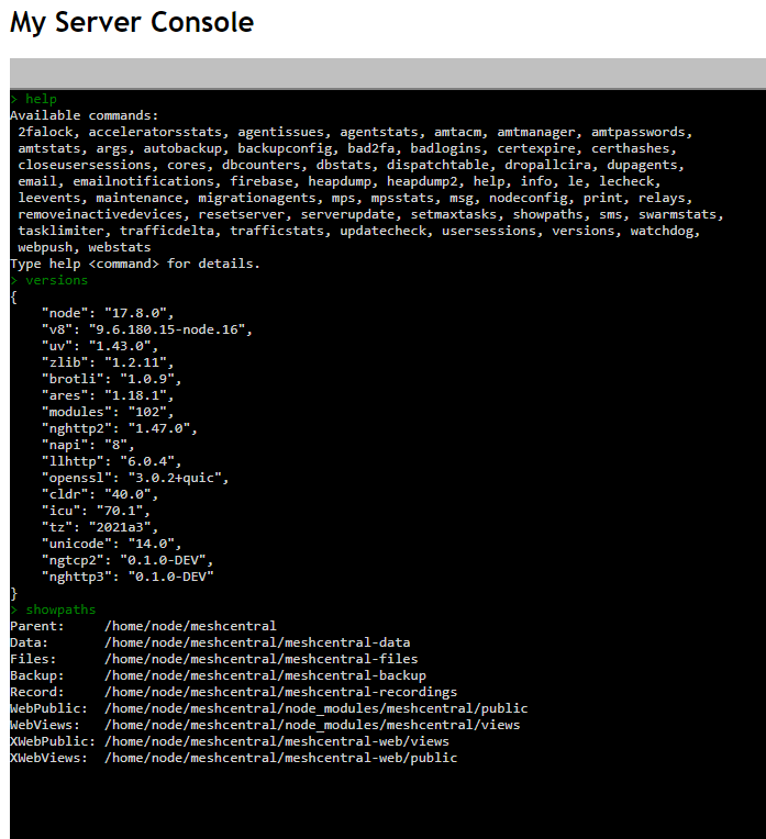 command showpaths shows wrong paths · Issue #4699 · Ylianst/MeshCentral · GitHub