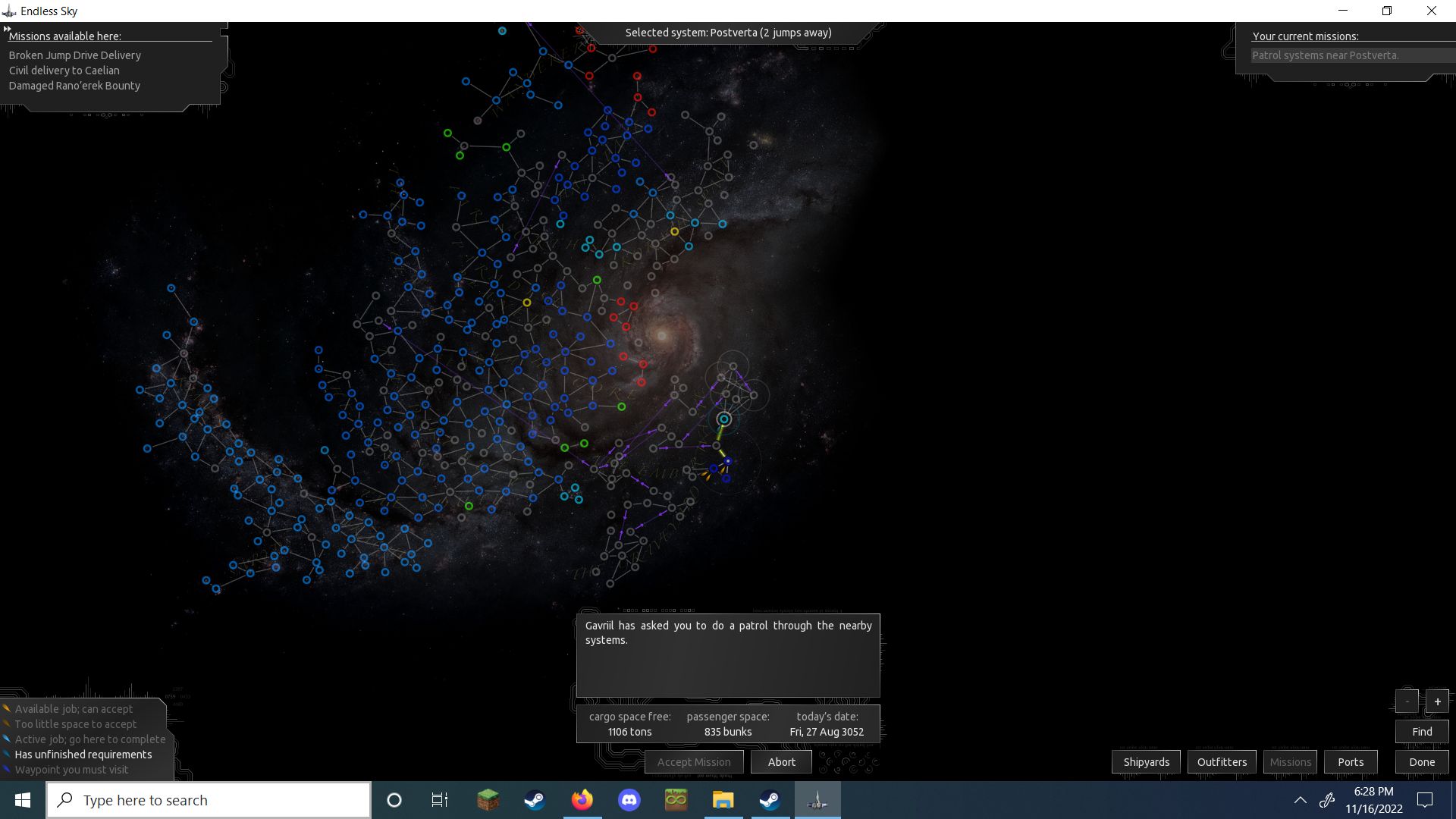 Patrol Systems Near Postverta Not Completing · Issue #7627 · endless-sky/endless-sky · GitHub
