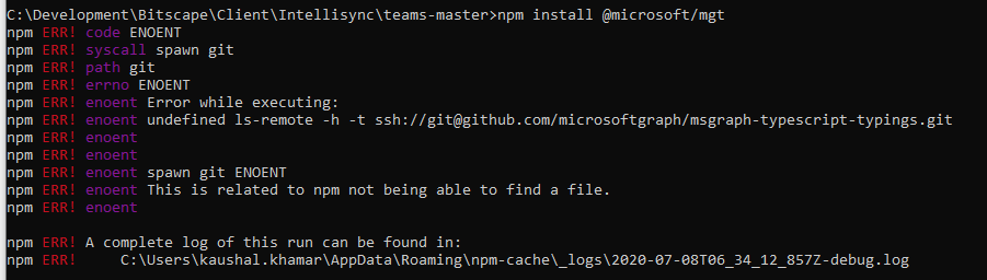 error while installing @microsoft/mgt package · Issue #537 · microsoftgraph/microsoft-graph ...