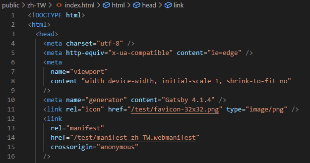 Gatsby Plugin Manifest Doesnt Link To Localized Manifest File On Localized Pages When Building 