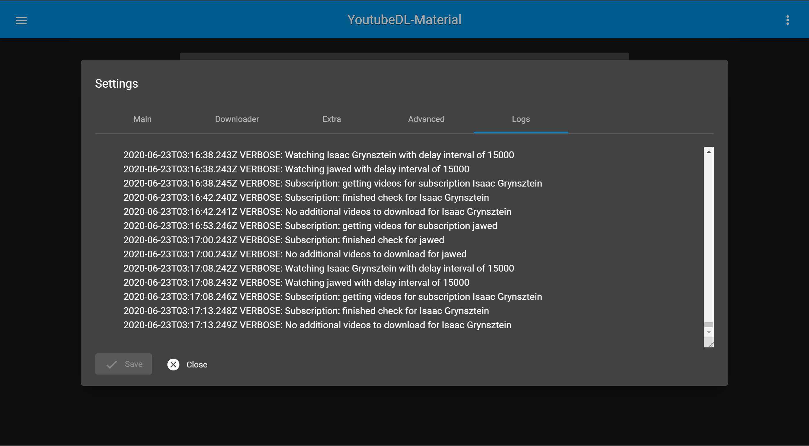 Feature Idea - ability to view logs from UI · Issue #102 · Tzahi12345/YoutubeDL-Material · GitHub
