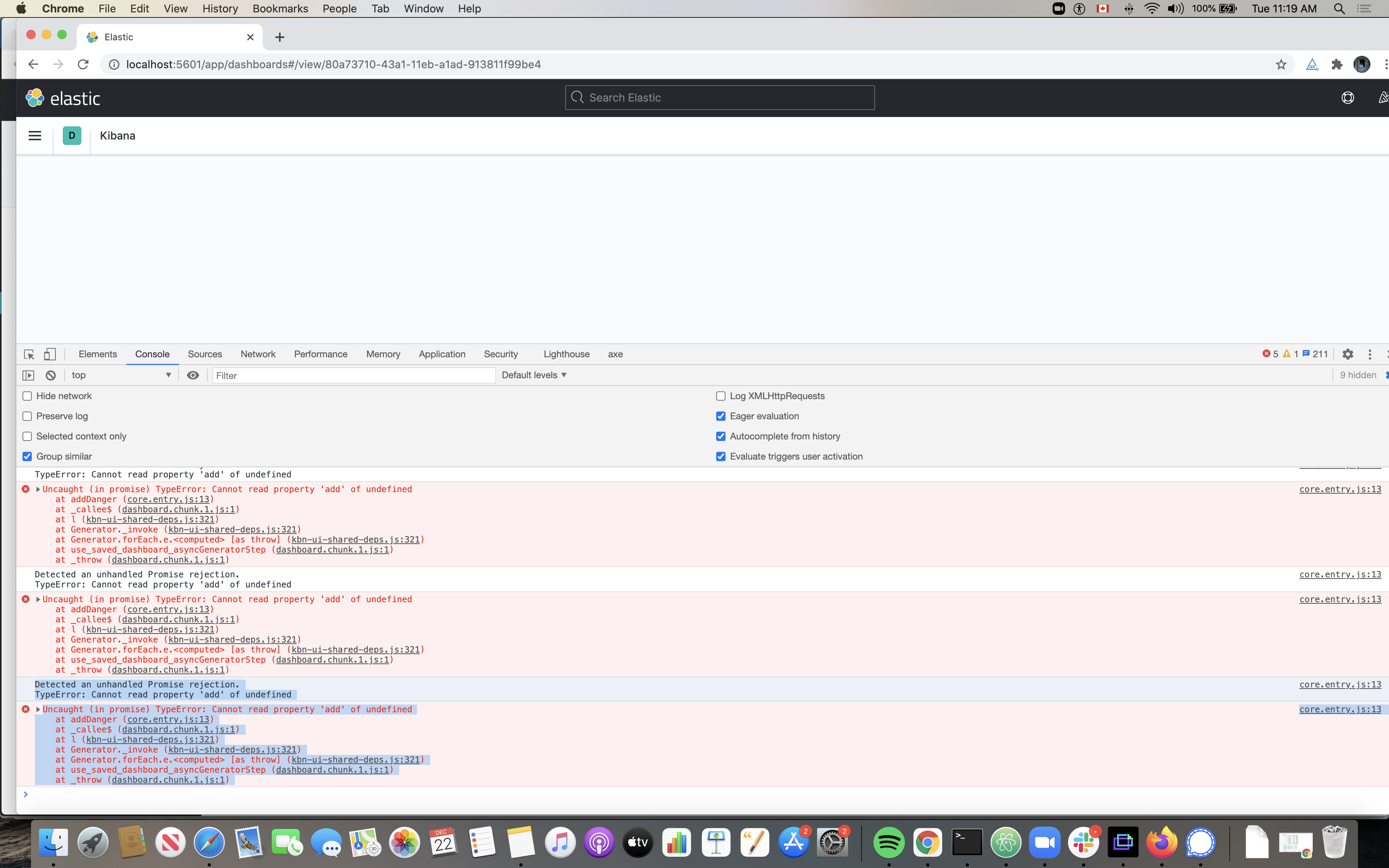 Clicking on deleted dashboard link from recently accessed links display empty screen (core.entry ...