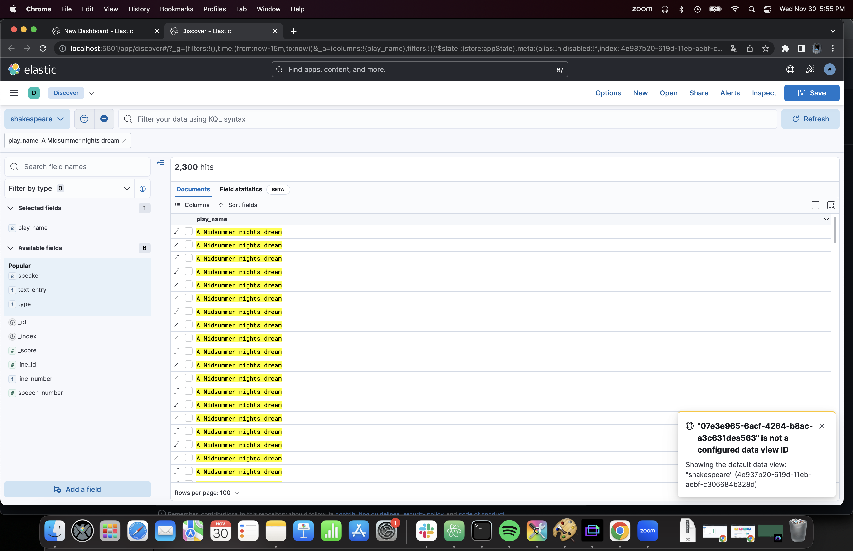 Navigate to discover from panel in dashboard displays " is not a configured data view ID Showing ...