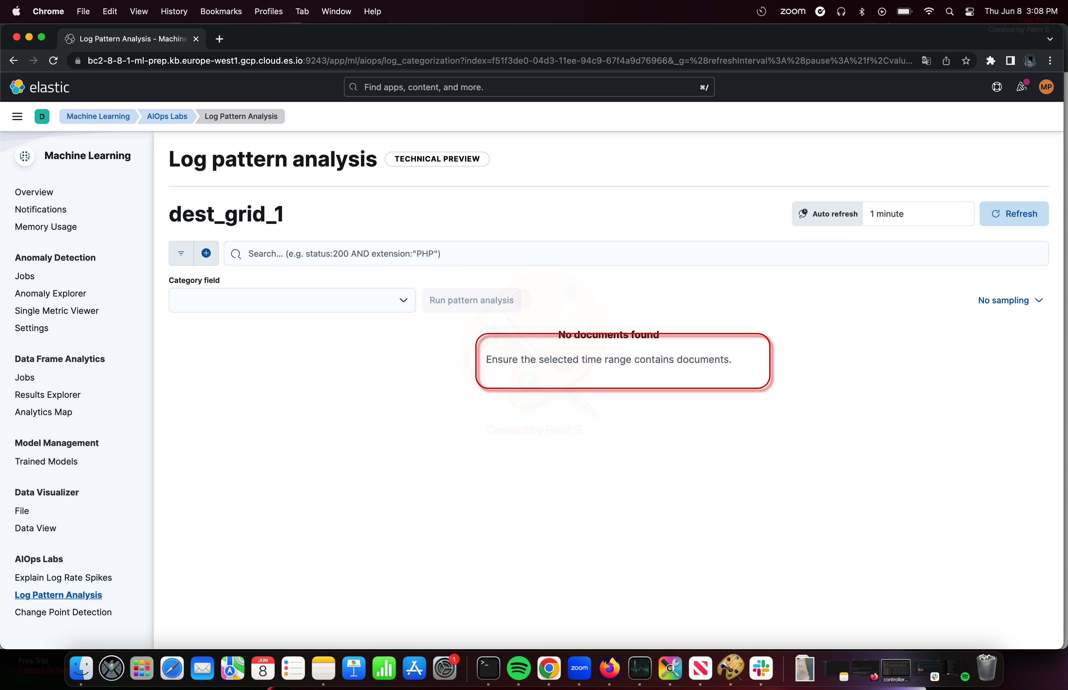Kibana Ml Needs To Display Better Message On Log Pattern Analysis When A Saved Search Is Not