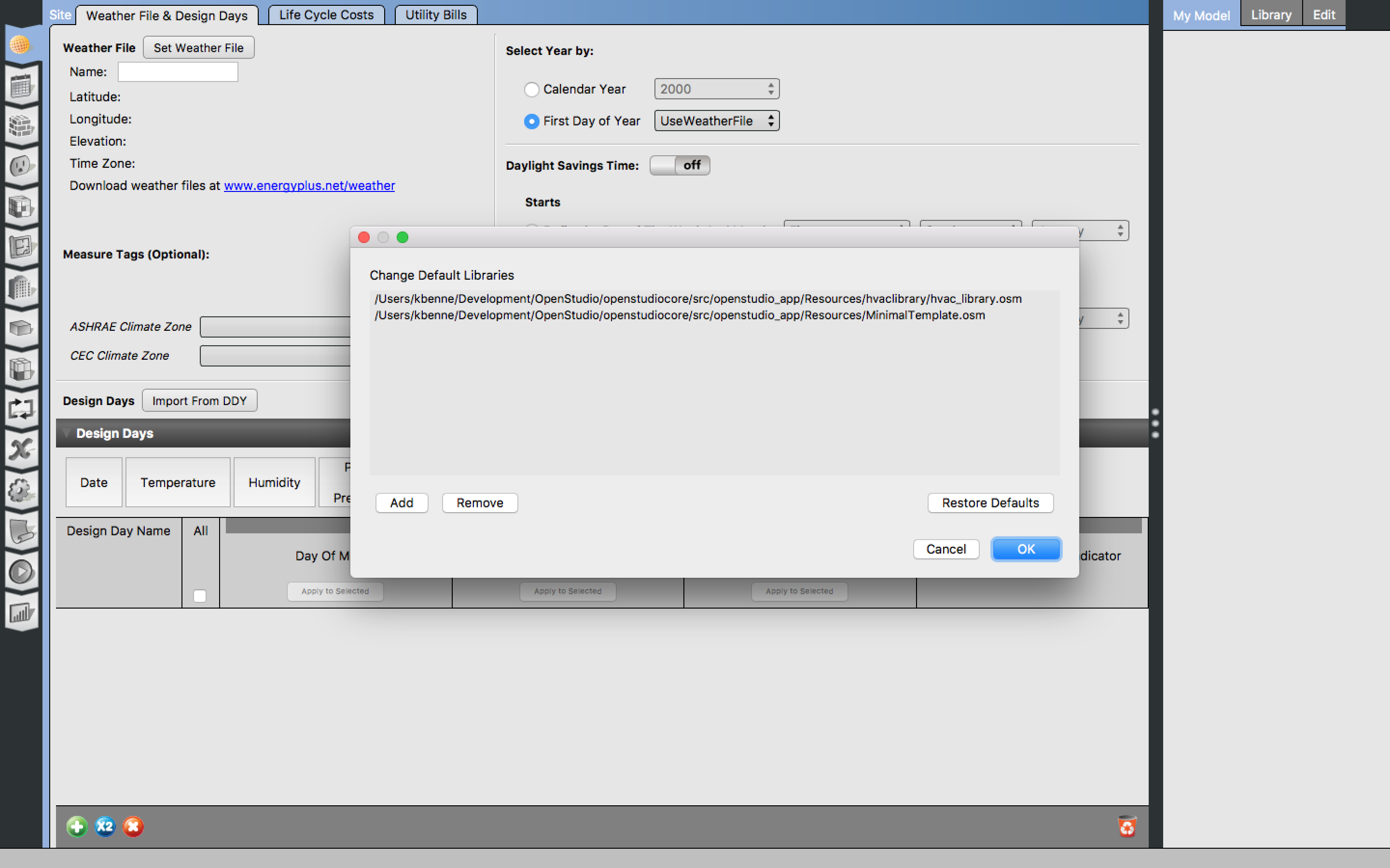 Add dialog to edit default component libraries · Issue #2944 · NREL/OpenStudio · GitHub