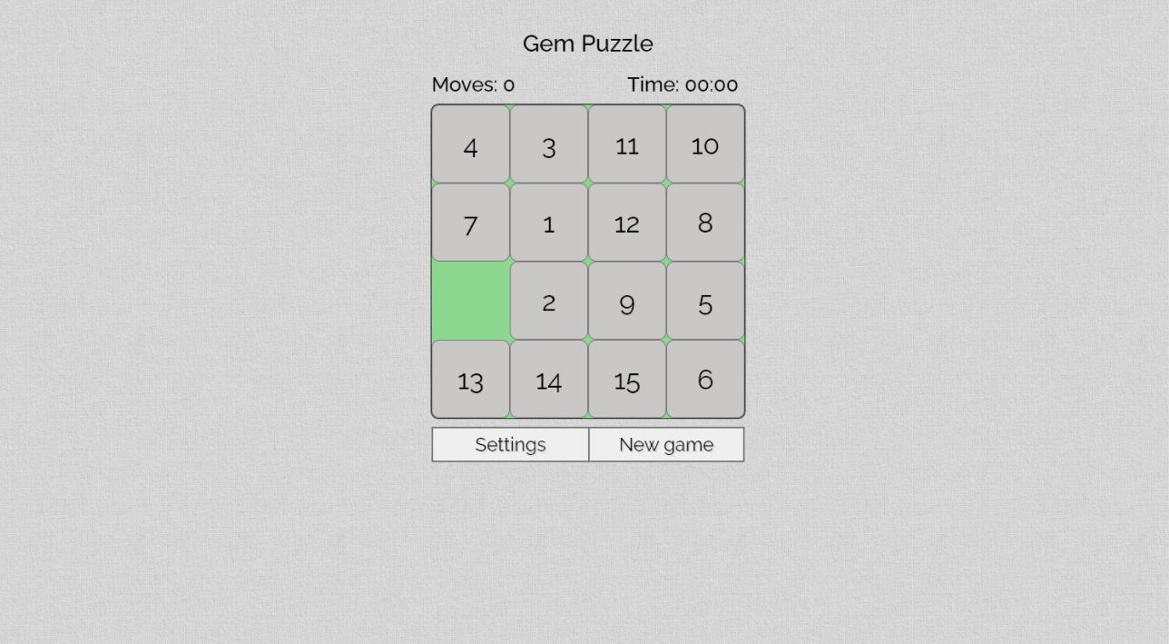 GitHub - rhjje/gem-puzzle: Gem Puzzle is a sliding puzzle that consists ...