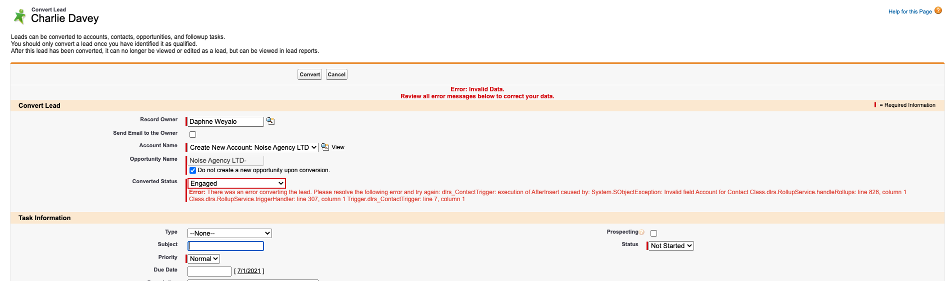 CANNOT_INSERT_UPDATE_ACTIVATE_ENTITY, dlrs_ContactTrigger: execution of AfterUpdate caused by ...