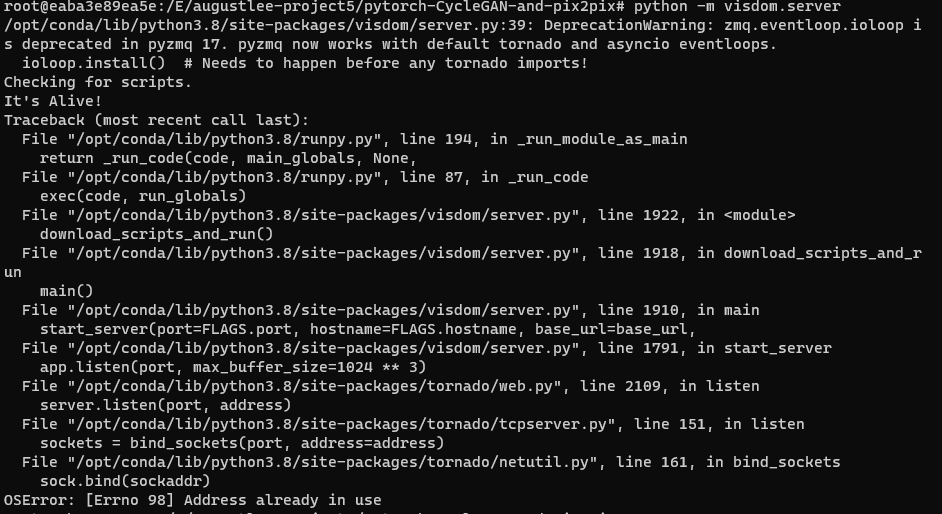 Problem about visdom.server · Issue #1318 · junyanz/pytorch-CycleGAN-and-pix2pix · GitHub