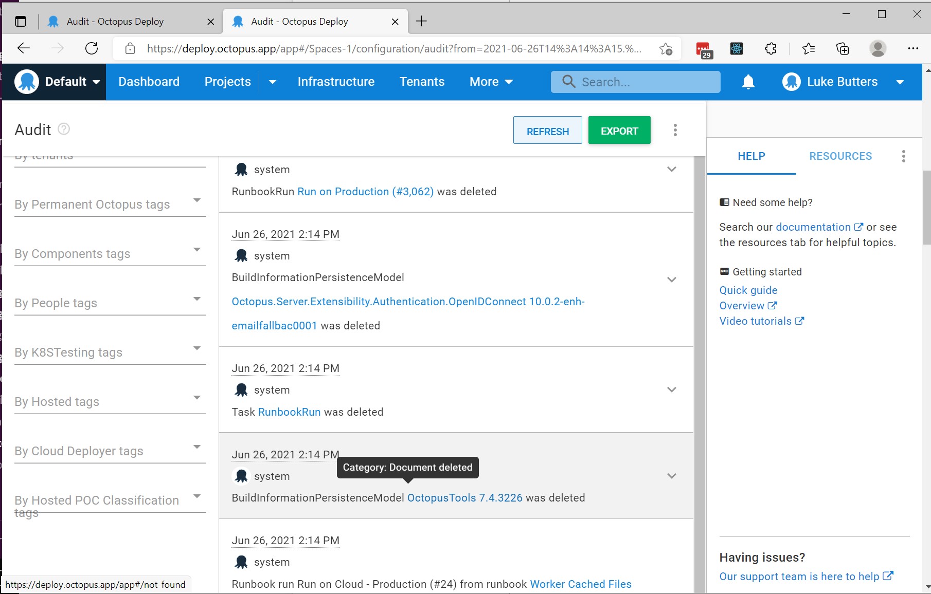 More audit event links point to /not-found · Issue #7046 · OctopusDeploy/Issues · GitHub