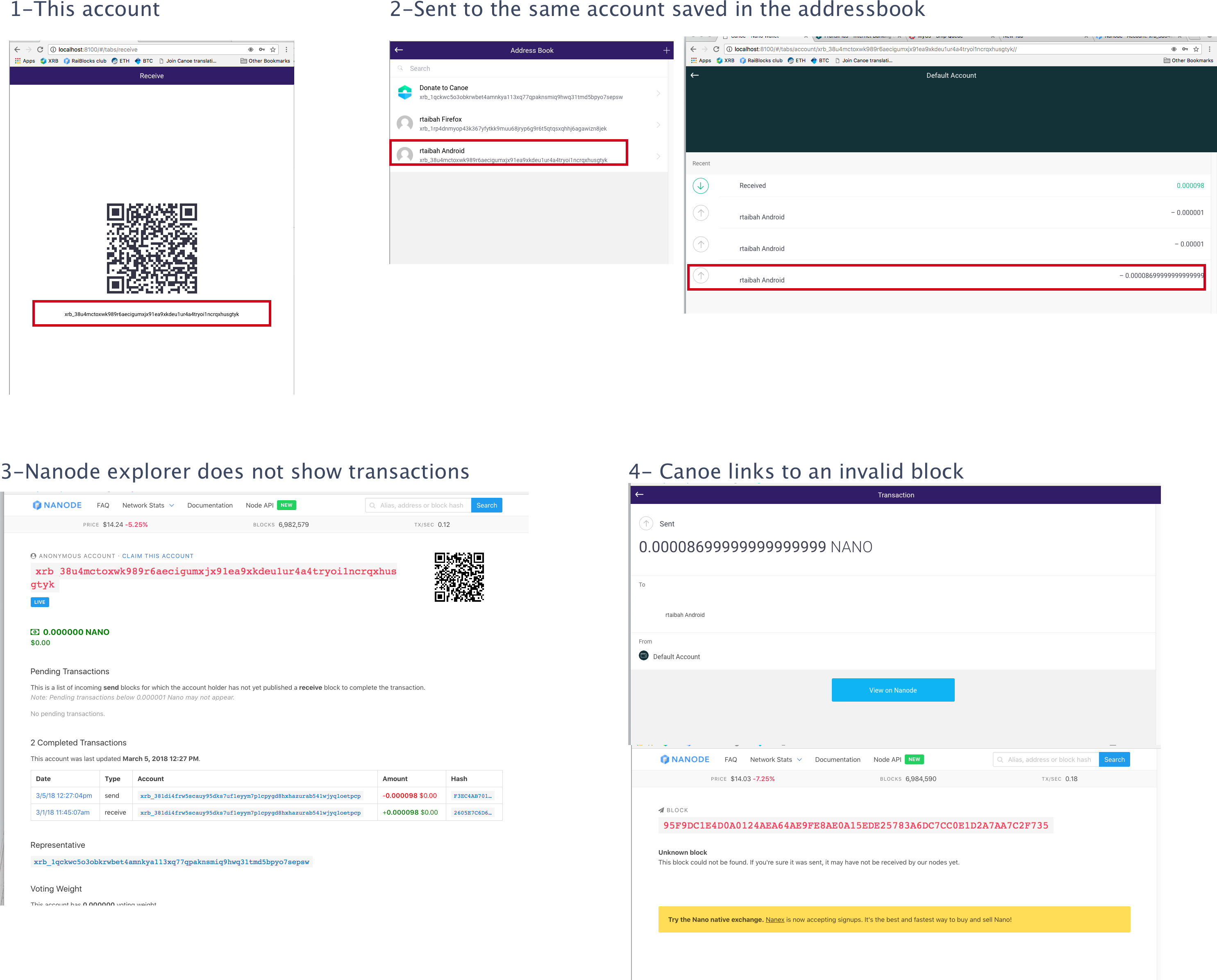 Sending to the same account renders the Nanos 'lost' · Issue #164 · getcanoe/canoe · GitHub