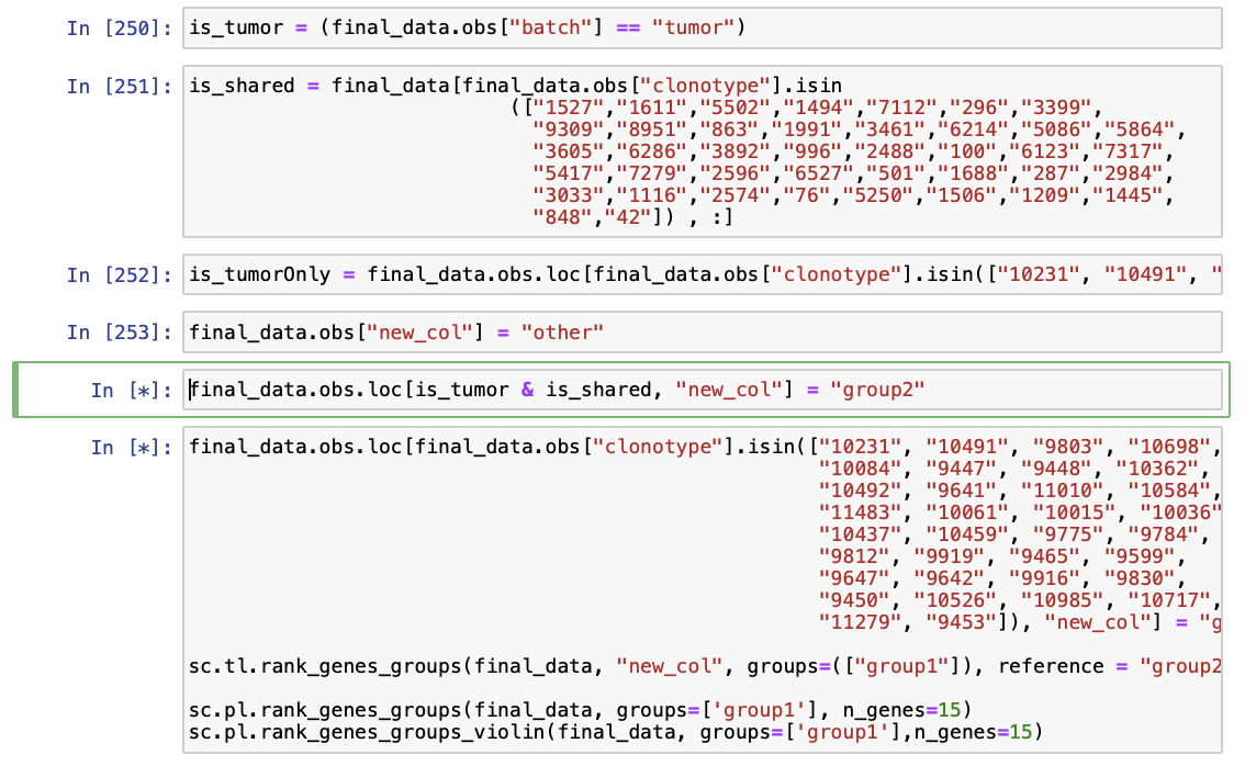 Ranking genes between specific clusters in clonotype network · Issue #204 · scverse/scirpy · GitHub