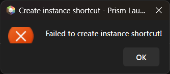 Failed to create instance shortcut · Issue #1317 · PrismLauncher/PrismLauncher · GitHub