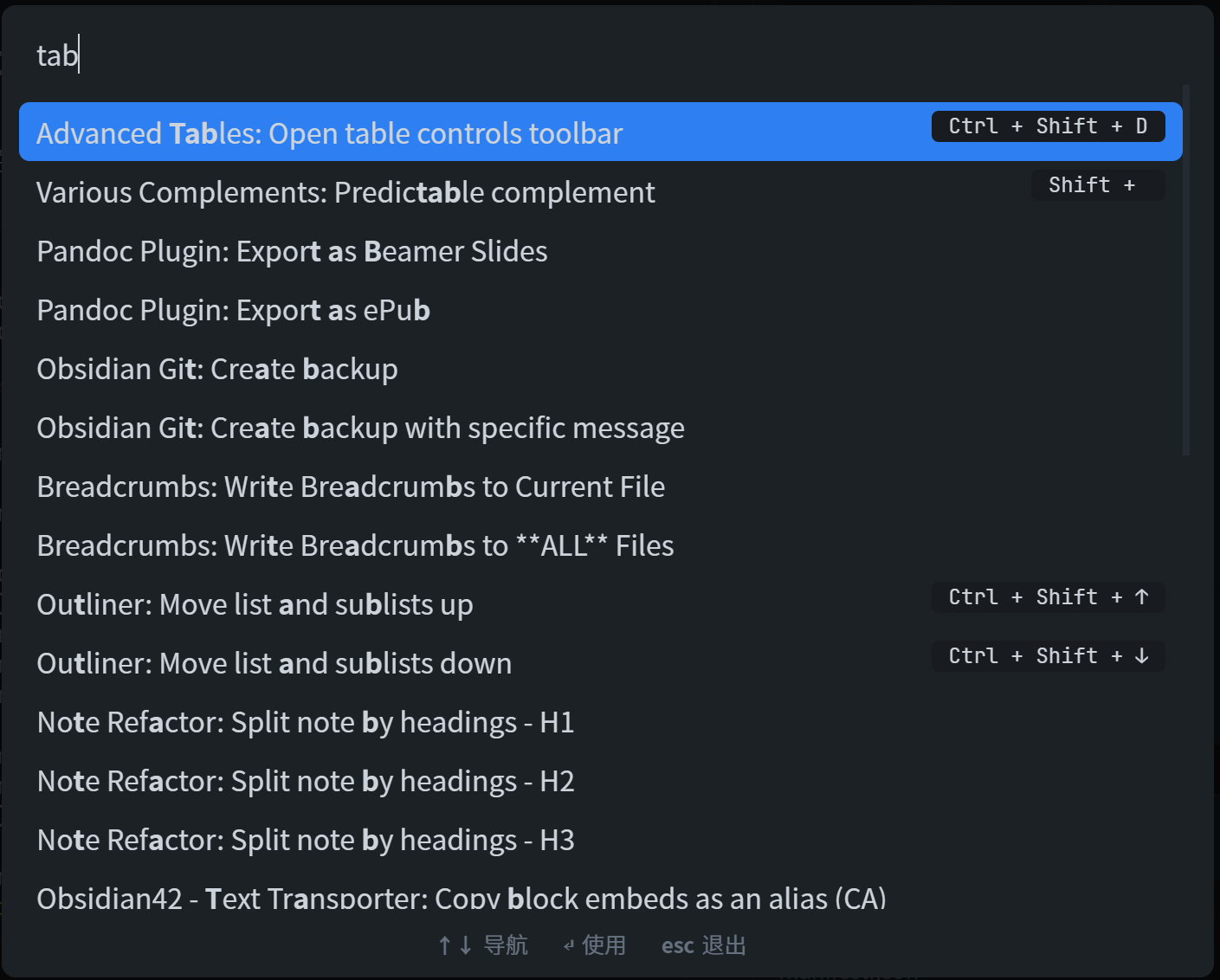 I can't find the other options of Advanced Table in command palette · Issue #163 · tgrosinger ...