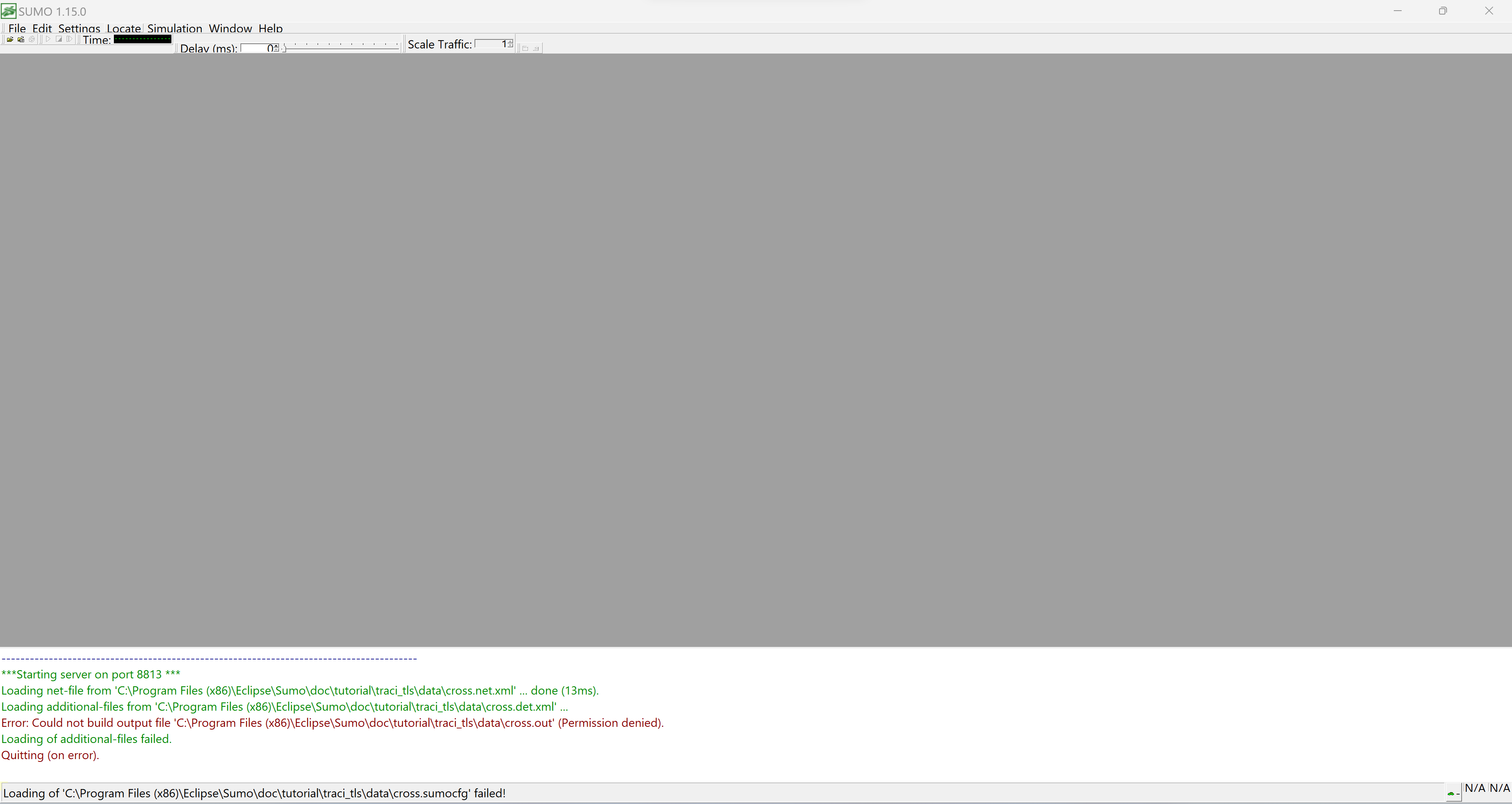 Error: Could not build output file 'C:\Program Files (x86)\Eclipse\Sumo\doc\tutorial\traci_tls ...