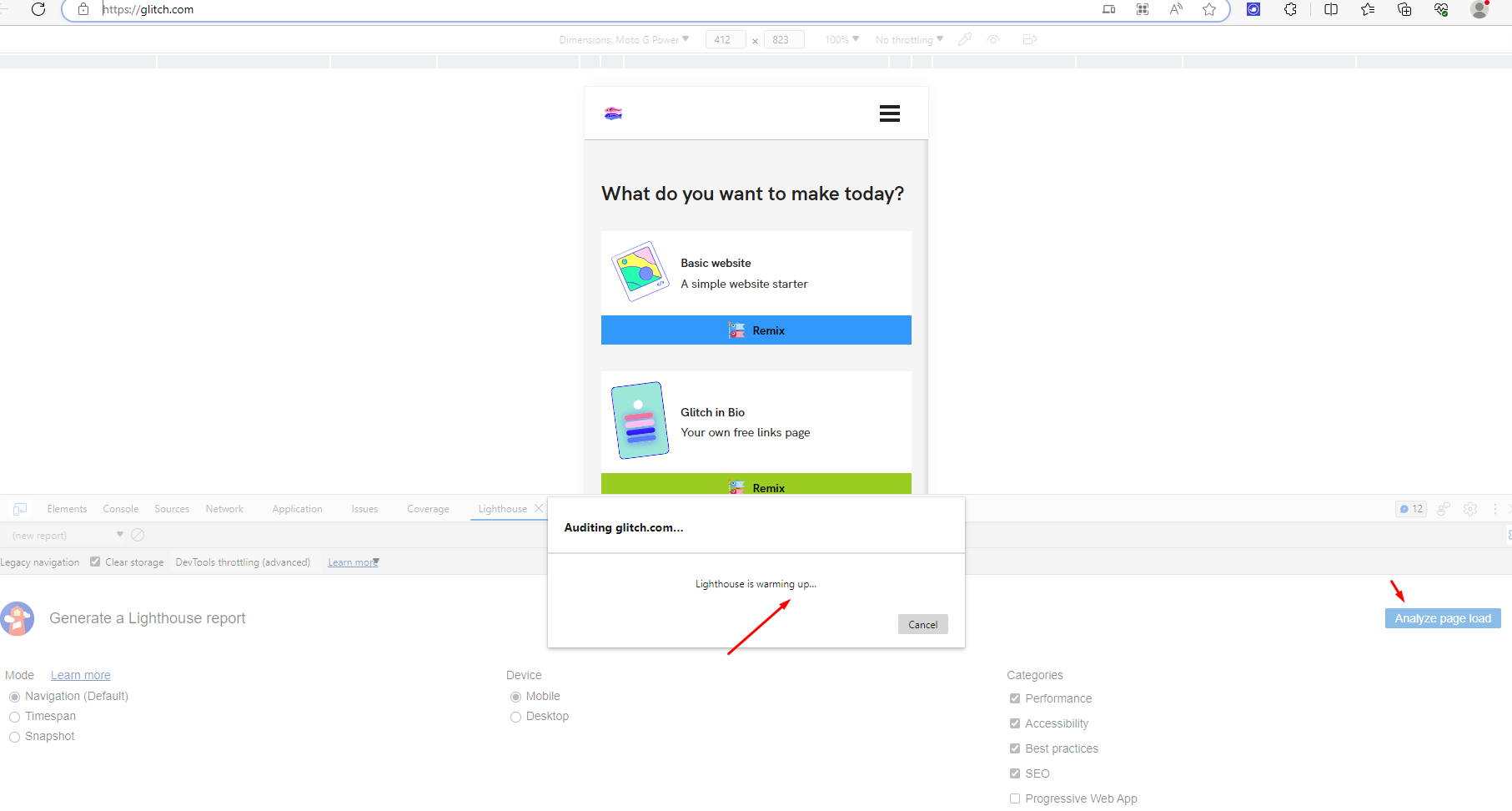 Lighthouse is warning up forever when MS Edge upgraded to latest ...