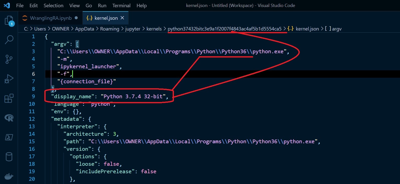 Kernel picker shows Interpreter instead of selected kernel (as shown in ...