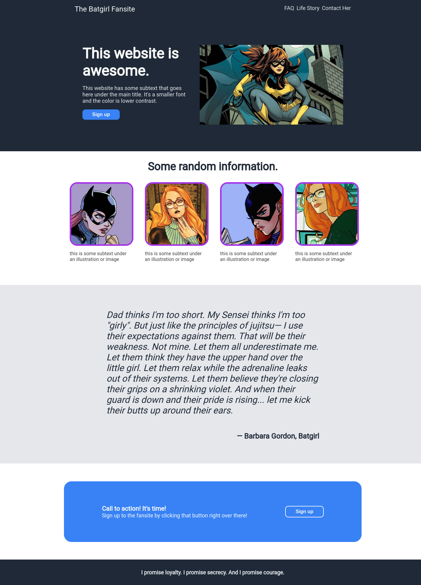 GitHub - wizardofcmd/odin-landing-page: Batgirl-themed landing page ...